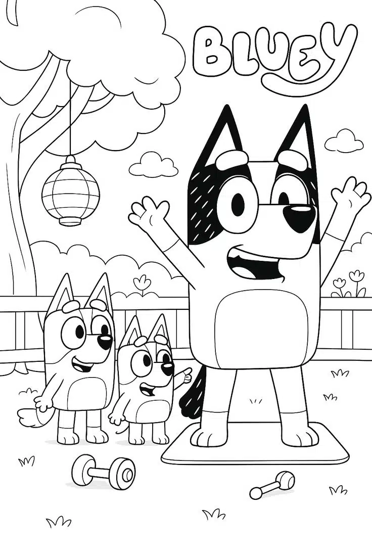Bluey fairy tale Bandit with children - Colouring book for children