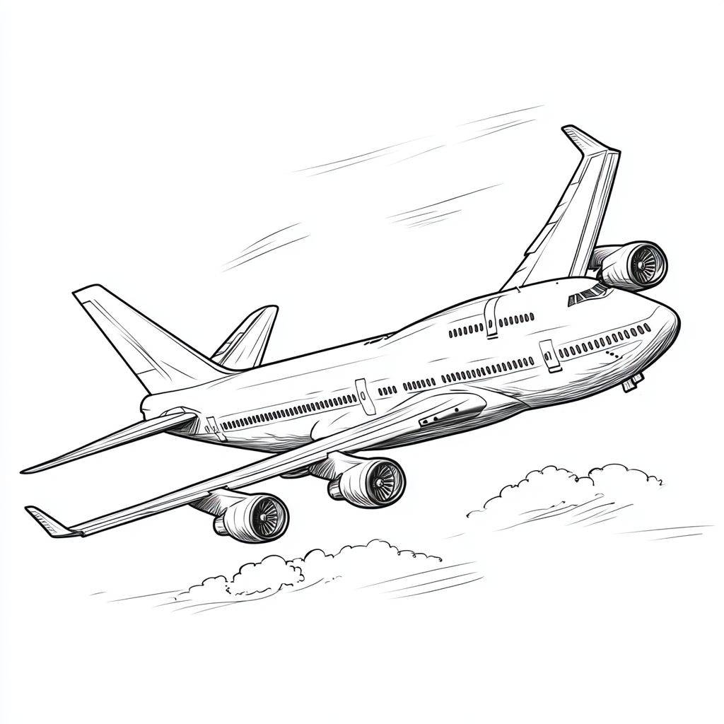 Boeing 747 Transport Aircraft - Colouring Pages for Children
