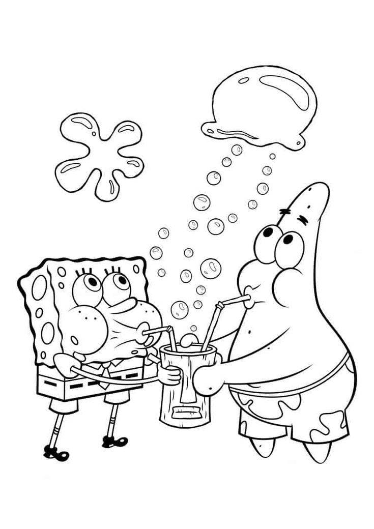 Spongebob Patrick and Bubbles - Colouring Pages for Kids