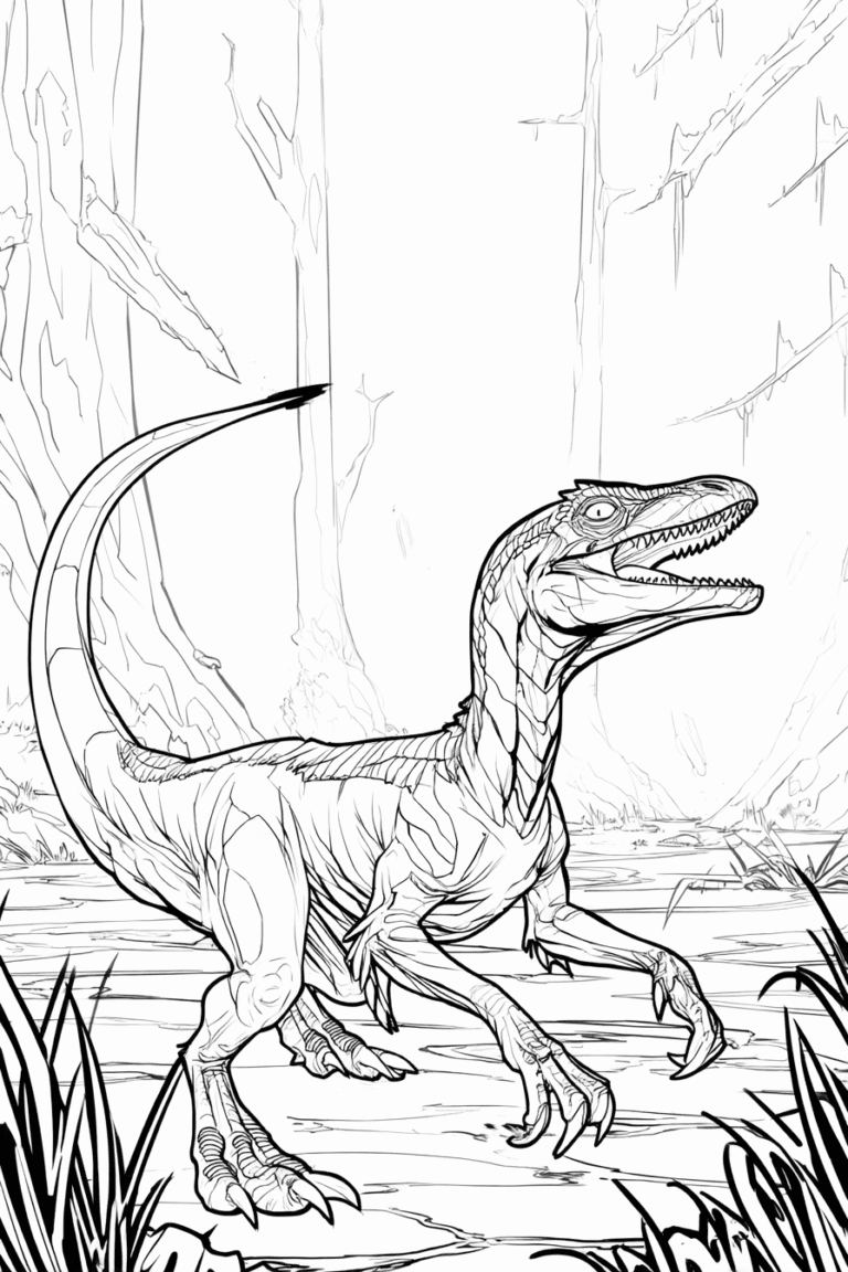Velociraptor dinosaur - Colouring pages for children