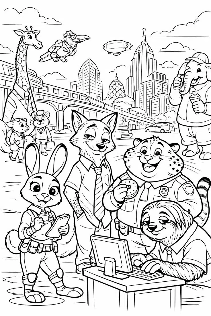 Flash in car Zootropolis – Colouring pages for children